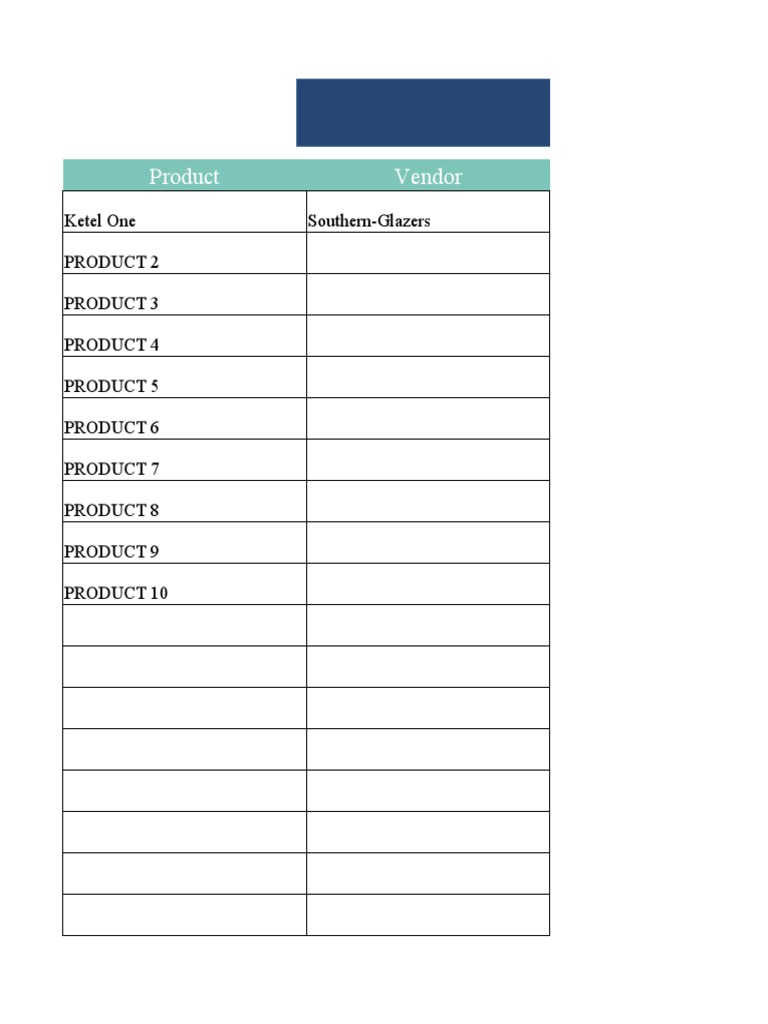 Backbar Par Level Worksheet | PDF
