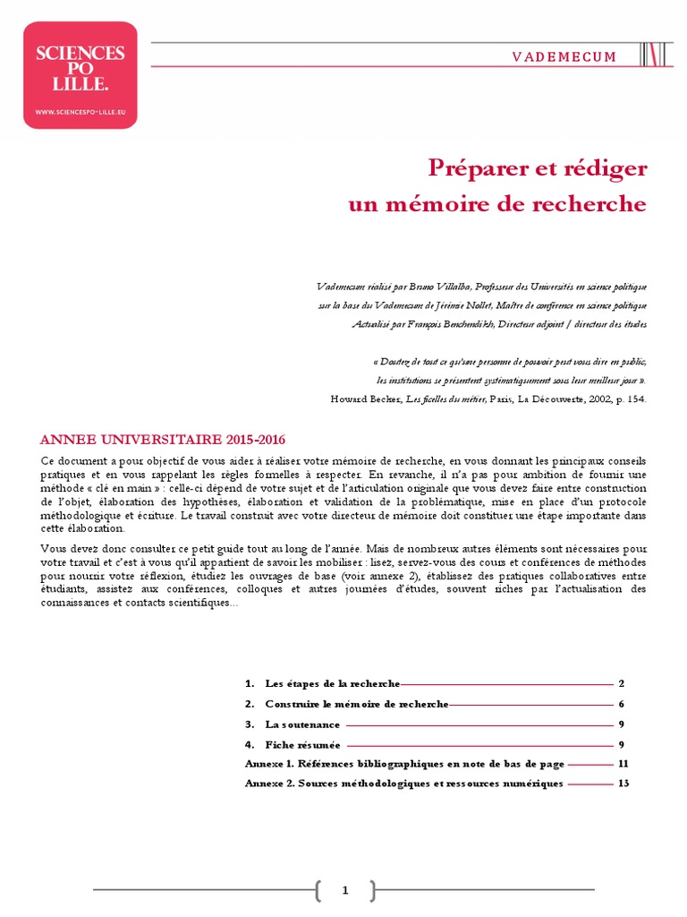Guide Preparer Et Rediger Un Memoire de Recherche PDF | PDF | Science ...