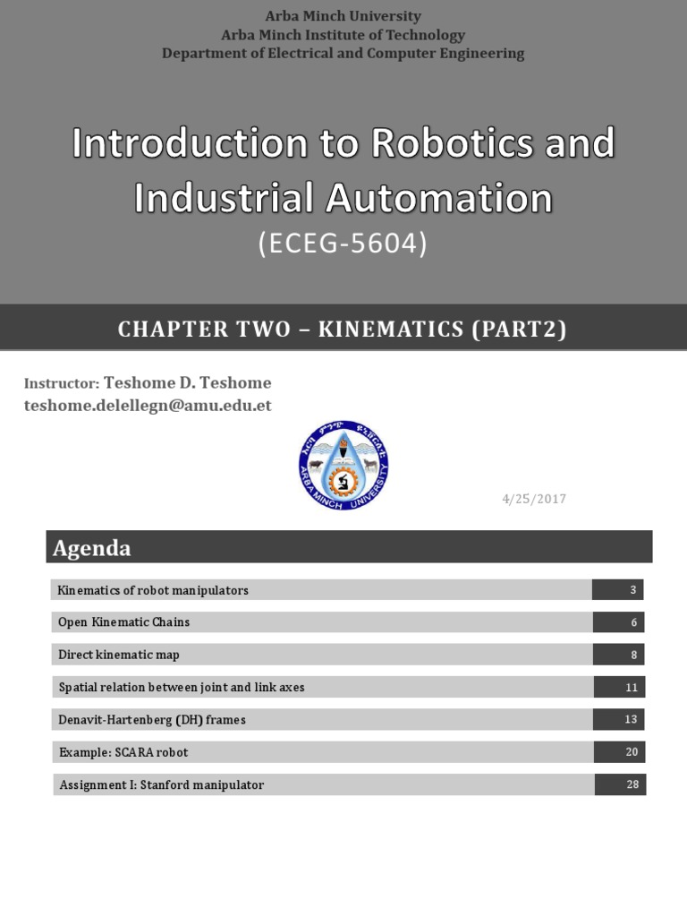 (ECEG-5604) : Chapter Two - Kinematics (Part2) | PDF | Kinematics | Linear Algebra