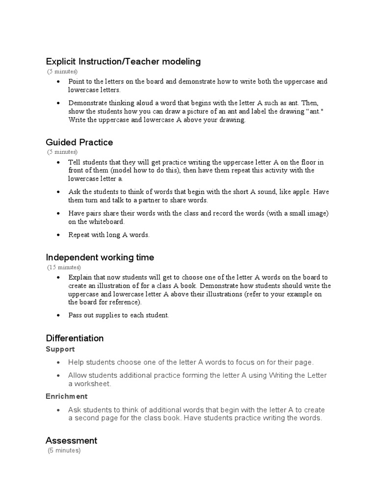 Explicit Instruction/Teacher Modeling: (5 Minutes) | PDF