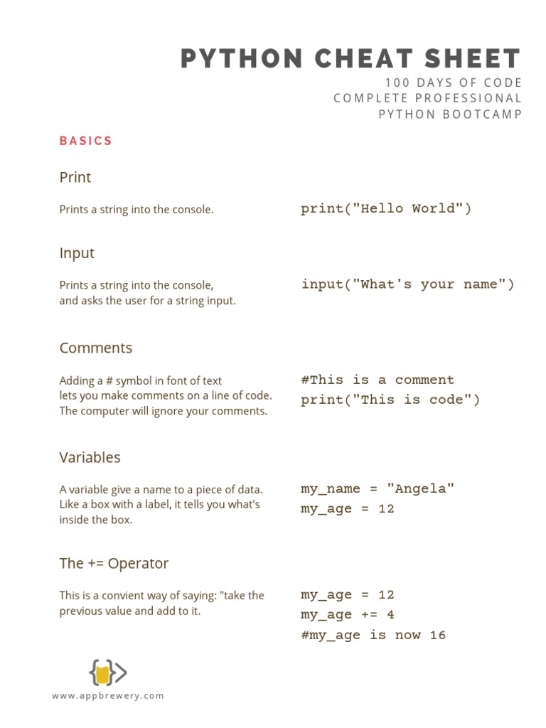 Python Syntax Cheat Sheet Booklet | Download Free PDF | Control Flow ...