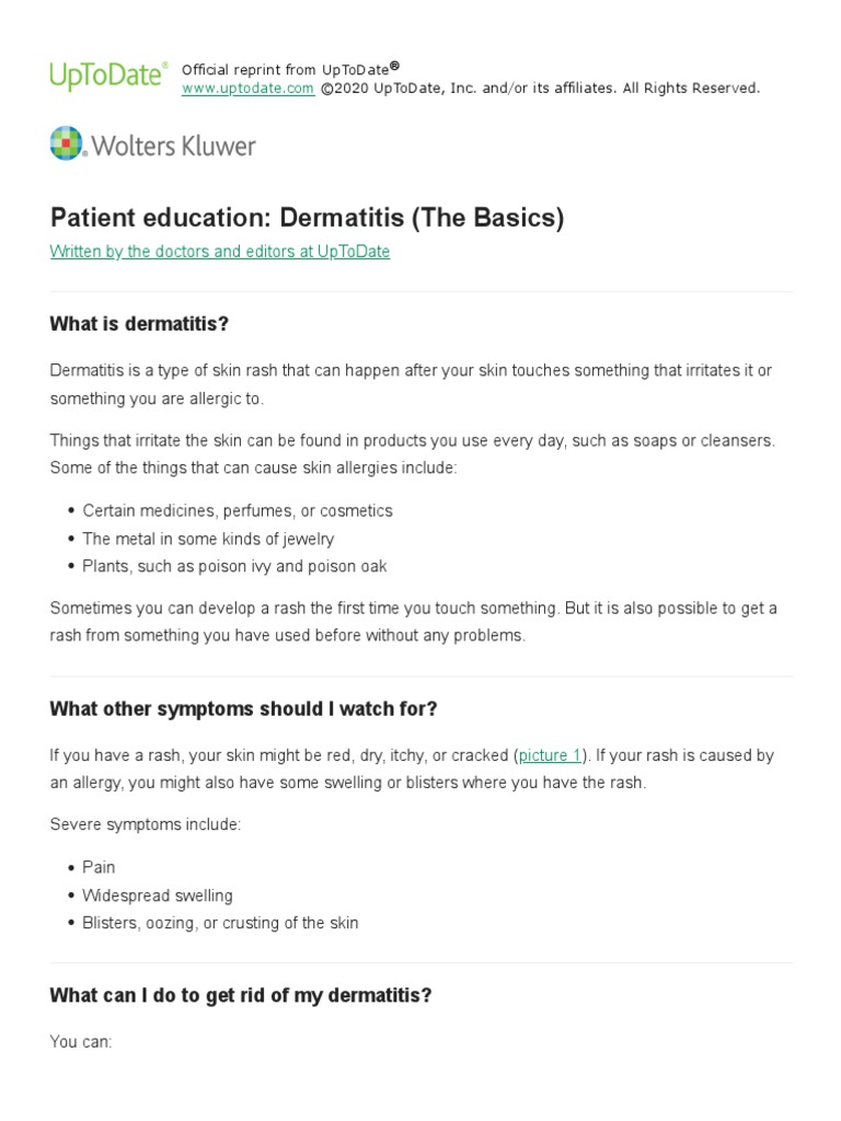 Patient Education - Dermatitis (The Basics) - UpToDate | PDF ...