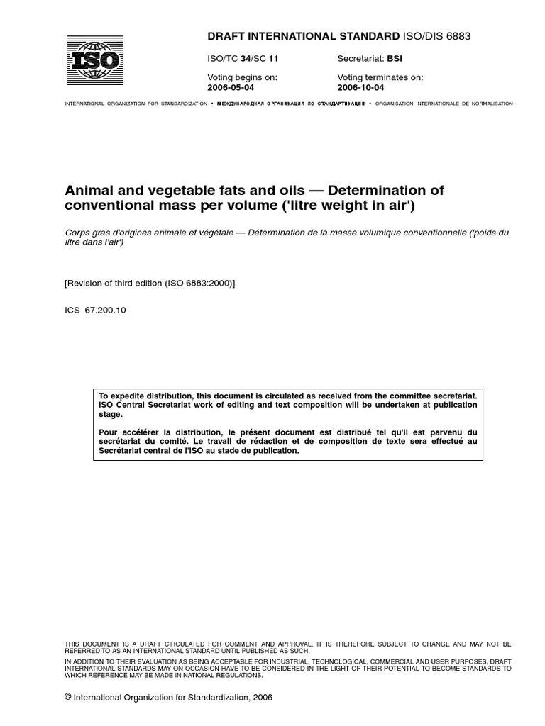 Determinacion de Masa Volumica ISO 6883 | PDF | International Organization For Standardization ...