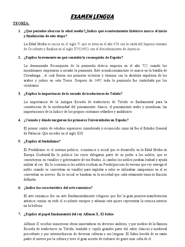 Examen Literatura Medieval | PDF | Edades medias | Poesía