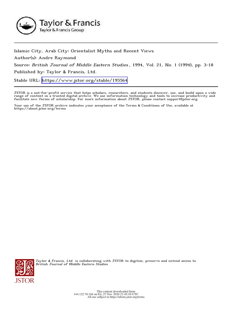 Raymond A Islamic City Arab City Myths An Recent Views | PDF | Aleppo ...