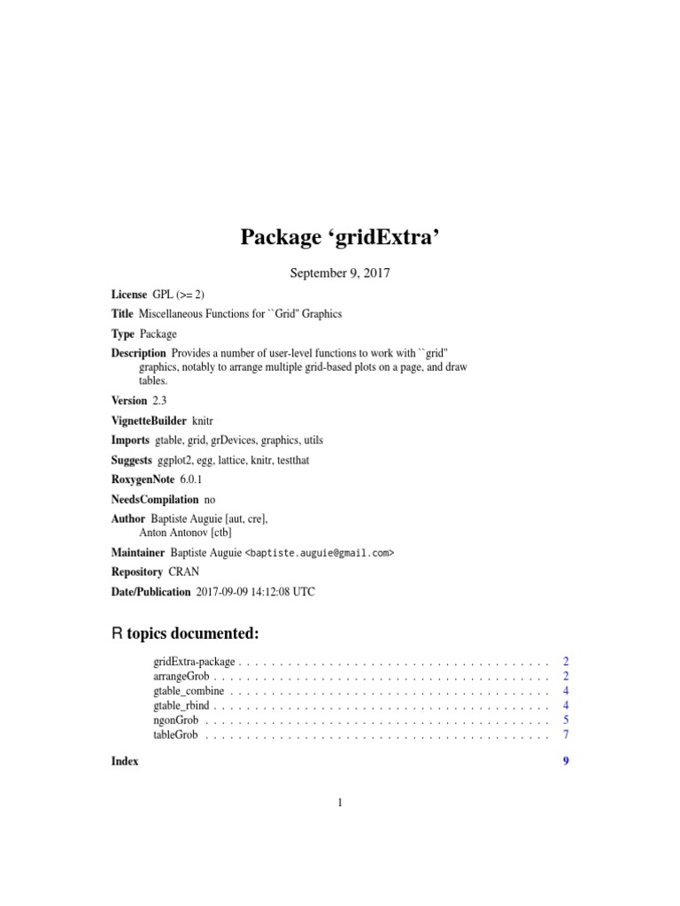 Package Gridextra': R Topics Documented | PDF | Ellipse | Angle