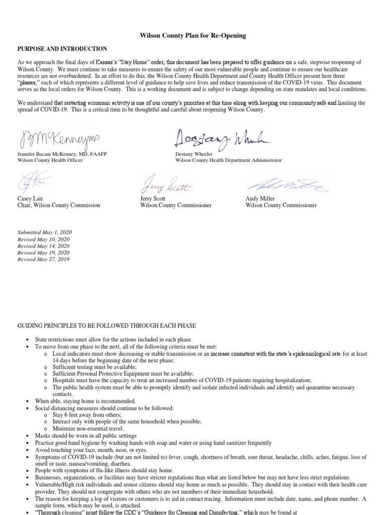 Wilson County Reopening 5 27 20 PDF | PDF | Public Health | Clinical ...