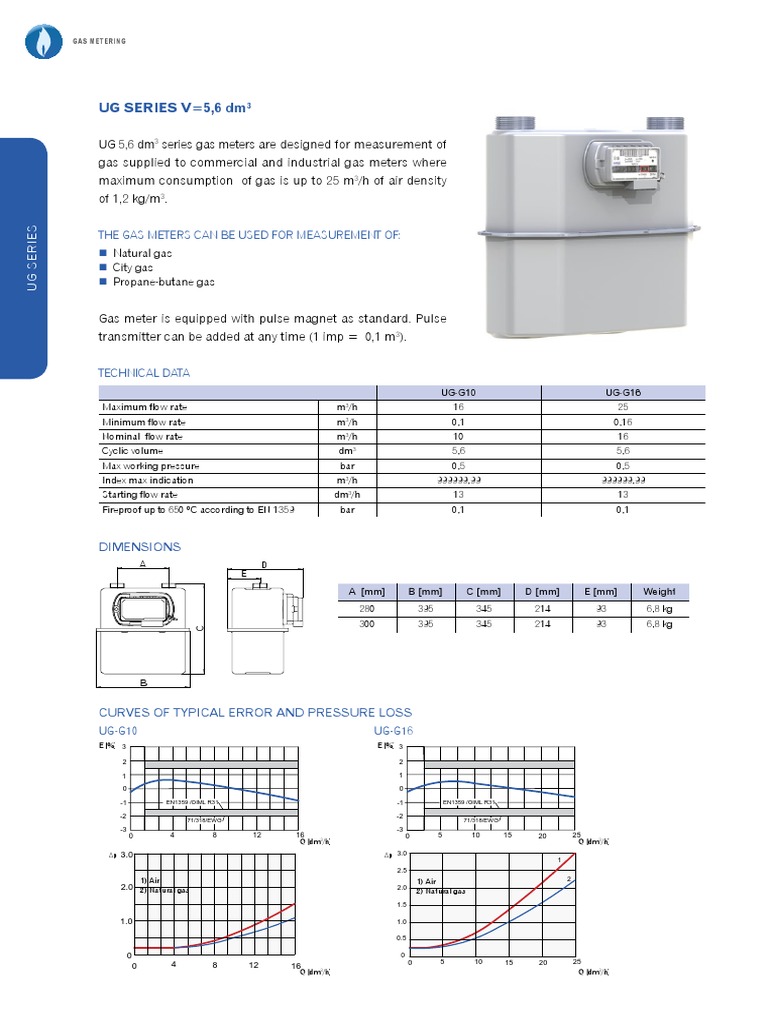 UG SERIES V 5,6 DM: The Gas Meters Can Be Used For Measurement Of | PDF ...