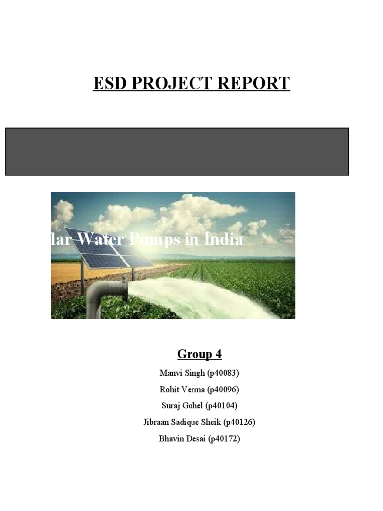 Esd Project Report: Solar Water Pumps in India | Download Free PDF ...