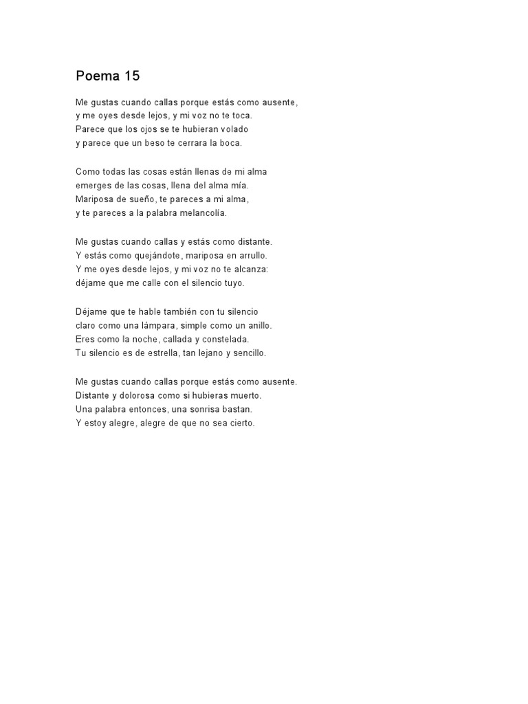 Poema 15 de Pablo Neruda | PDF | Arte | Poesía