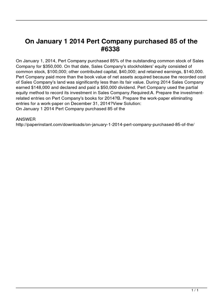 Pert Company Investment Accounting 2014 | PDF | Business