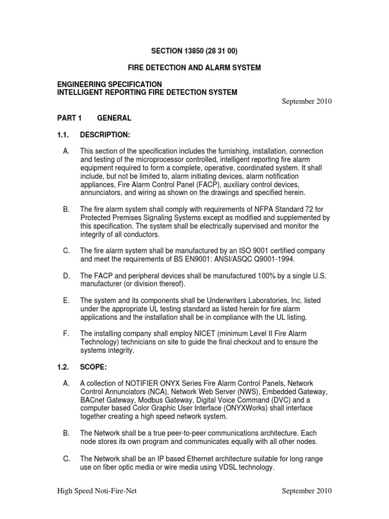 High Speed - Noti Fire Net Spec - PDF | PDF | Computer Network ...