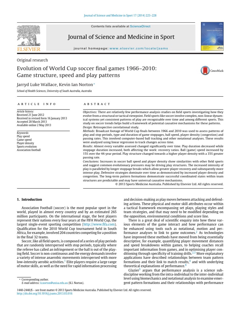 Evolution of World Cup Soccer Final Games 1966 20 - 2014 - Journal of ...