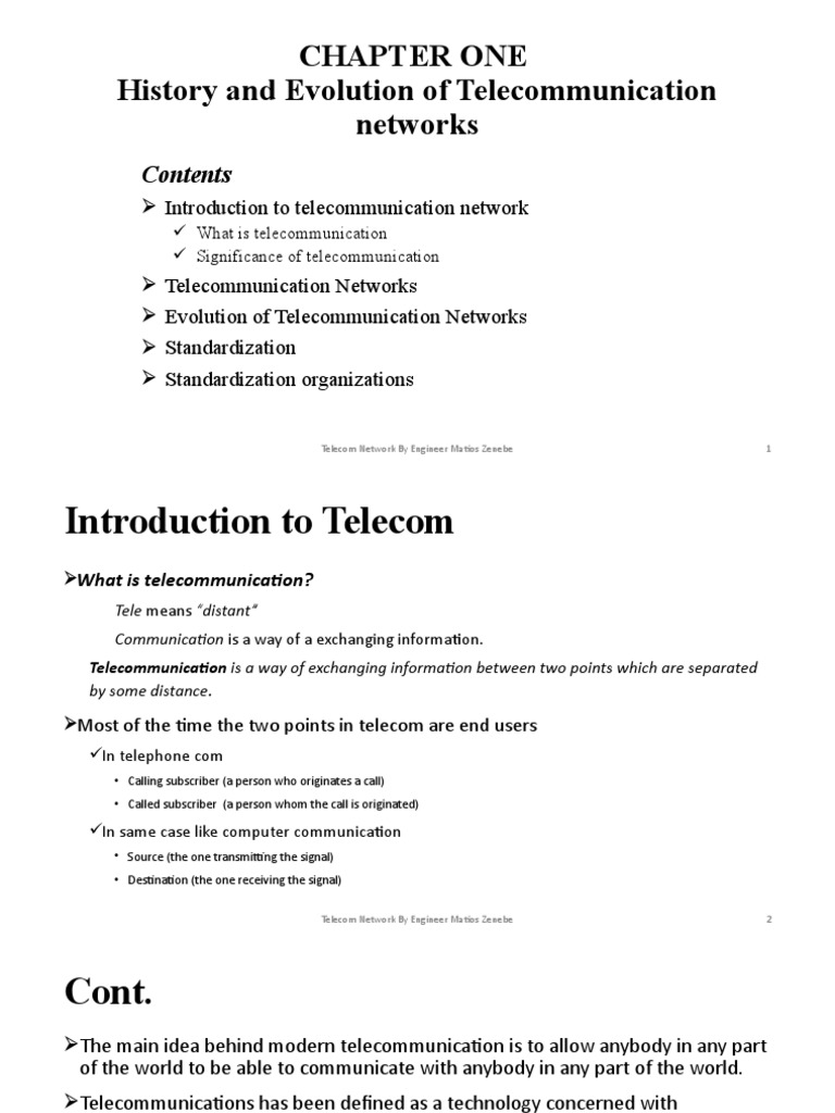 Chapter One History and Evolution of Telecommunication Networks | PDF ...