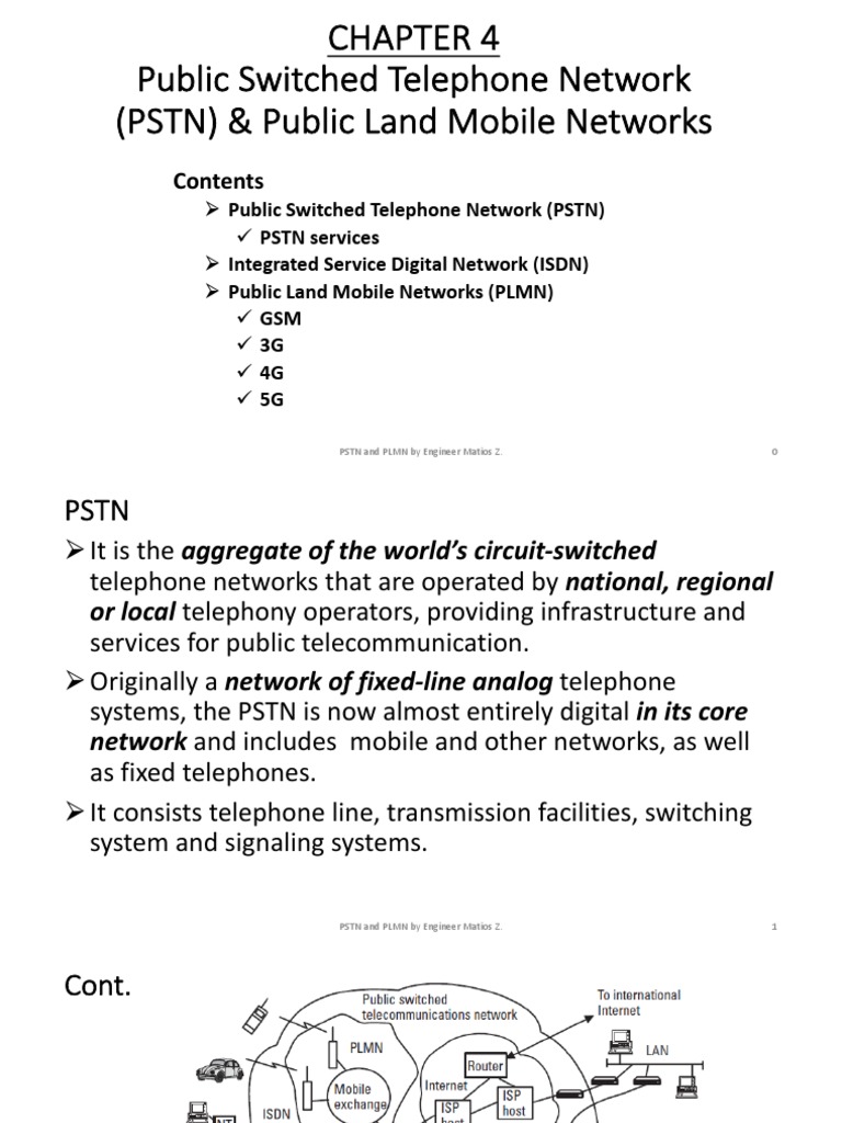 Public Switched Telephone Network (PSTN) PSTN Services Integrated Service Digital Network (ISDN ...