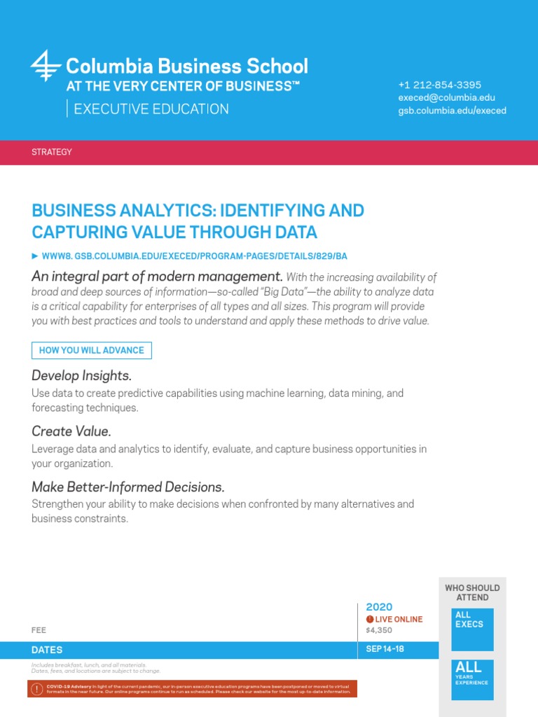 Business Analytics: Identifying and Capturing Value Through Data | PDF ...