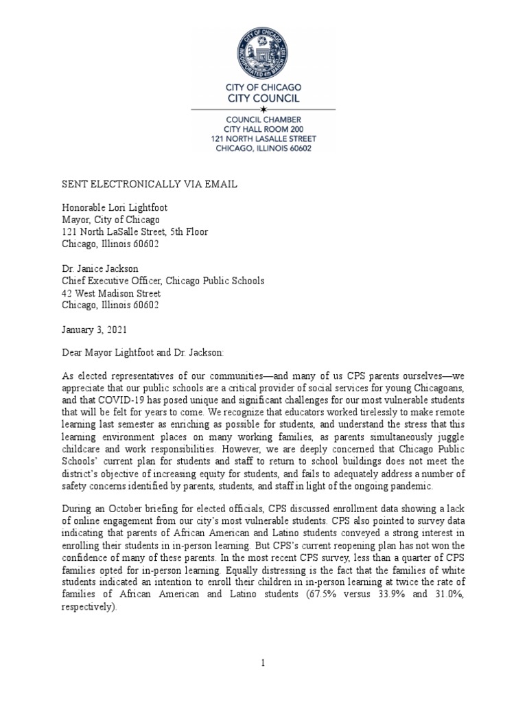 CPS Reopening Letter | PDF