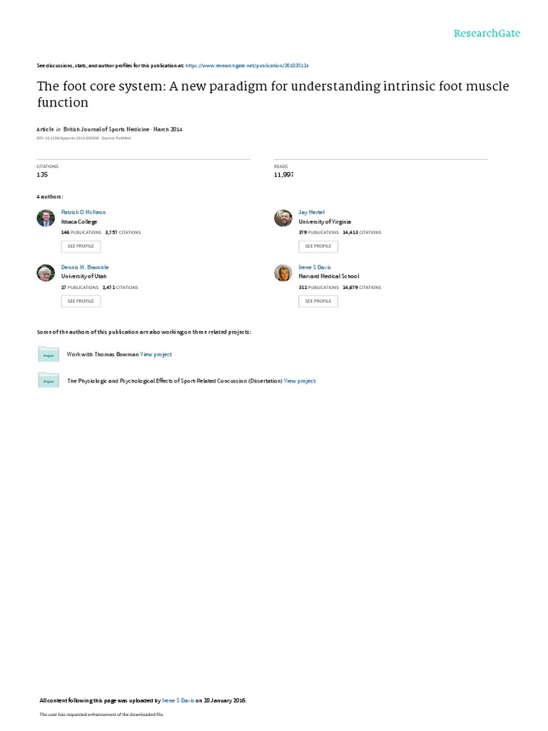 The Foot Core System: A New Paradigm For Understanding Intrinsic Foot ...