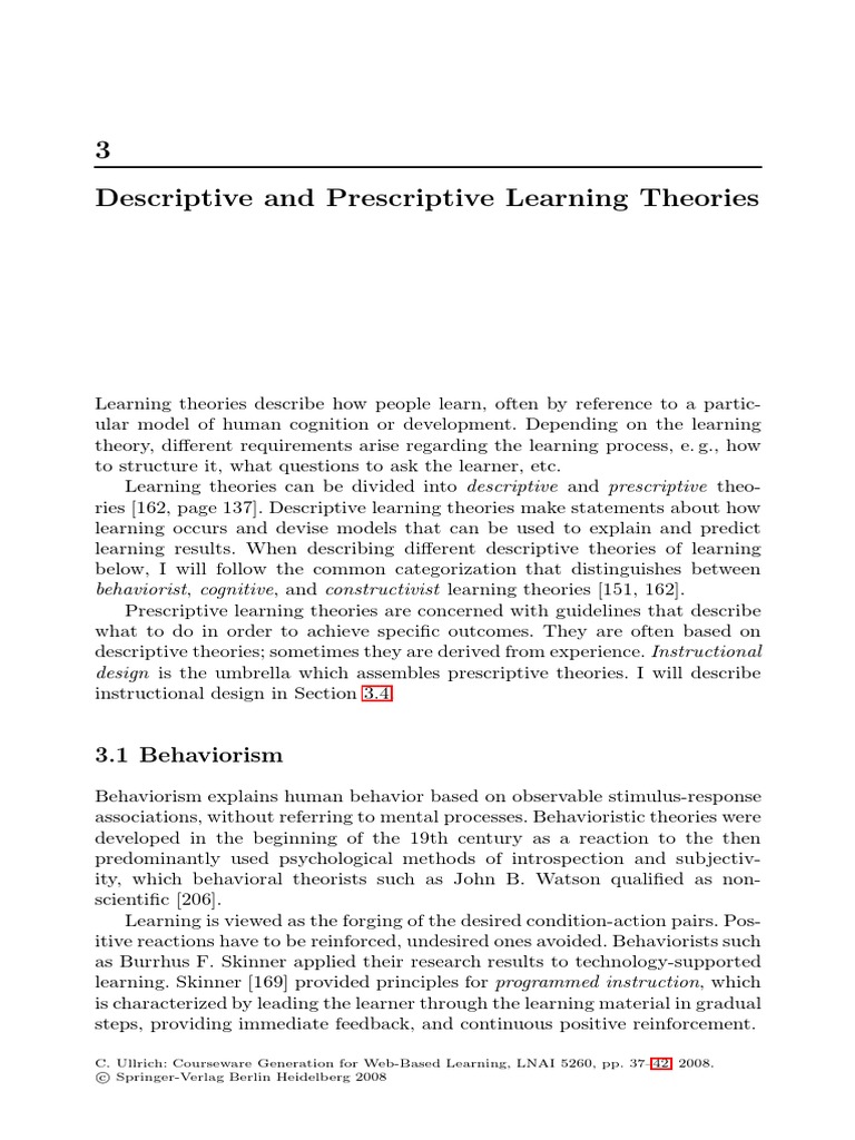 Descriptive and Prescriptive Theory | PDF | Behaviorism | Learning