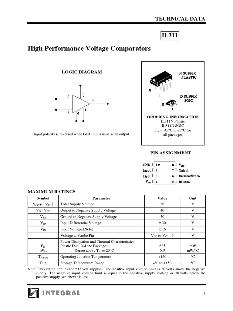 LM311 | PDF | Electronic Circuits | Electronics