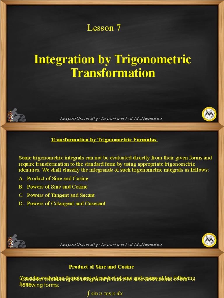 Lesson 7 Transformation by Trigonometric Formulas | PDF | Special ...