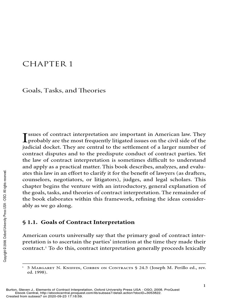 1.1. Goals of Contract Interpretation | PDF | Ambiguity | Common Law