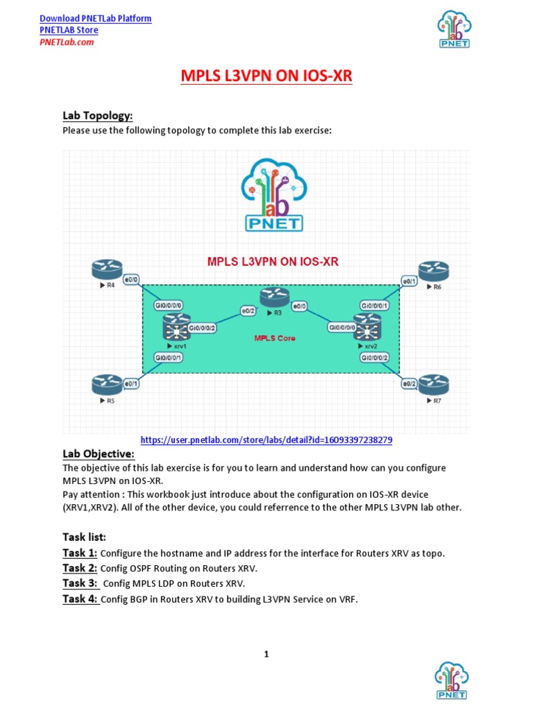 MPLS L3VPN On IOS XR PDF | PDF | Multiprotocol Label Switching | Networking