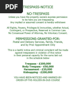 No Trespass Lawful Notice | PDF