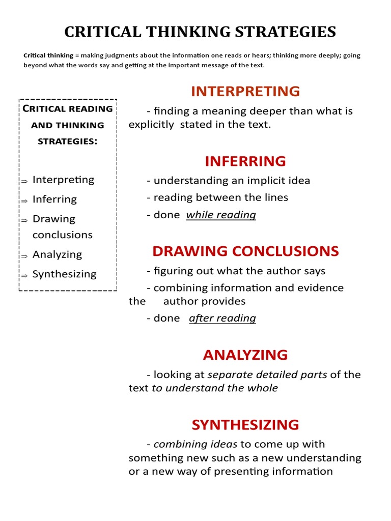 Critical Thinking Strategies | PDF