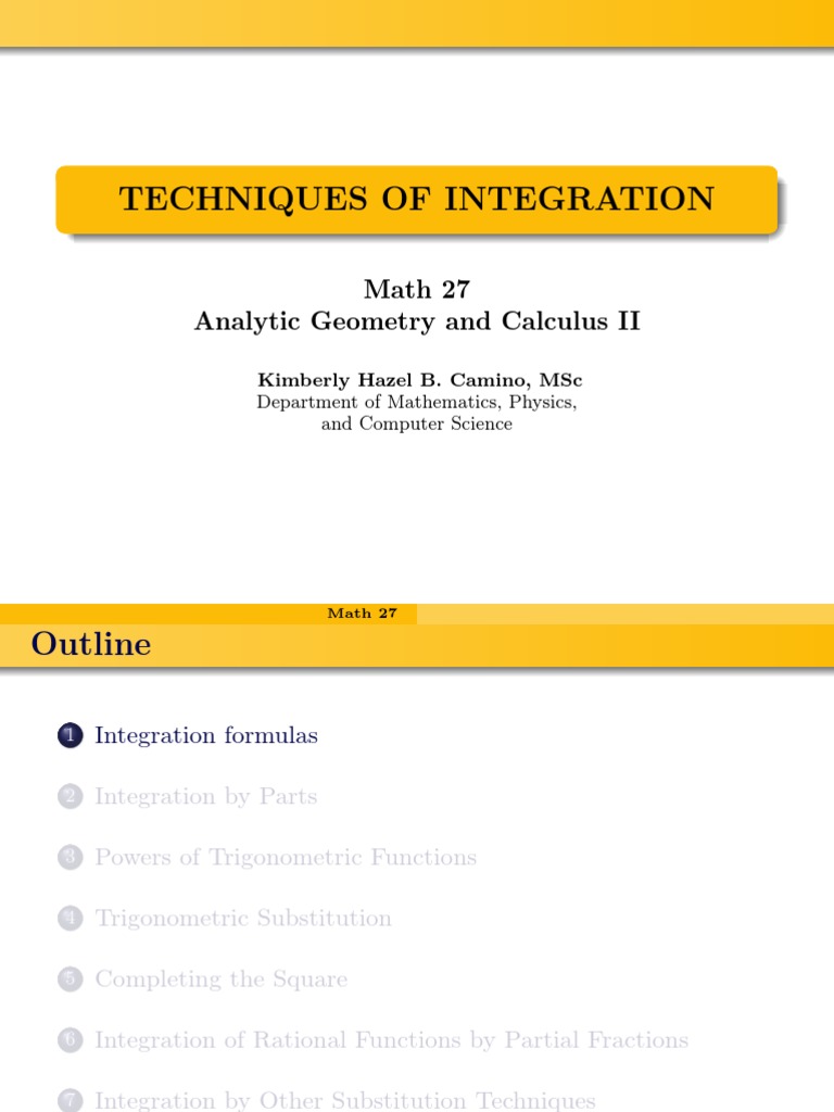Techniques of Integration | PDF | Trigonometric Functions | Integral