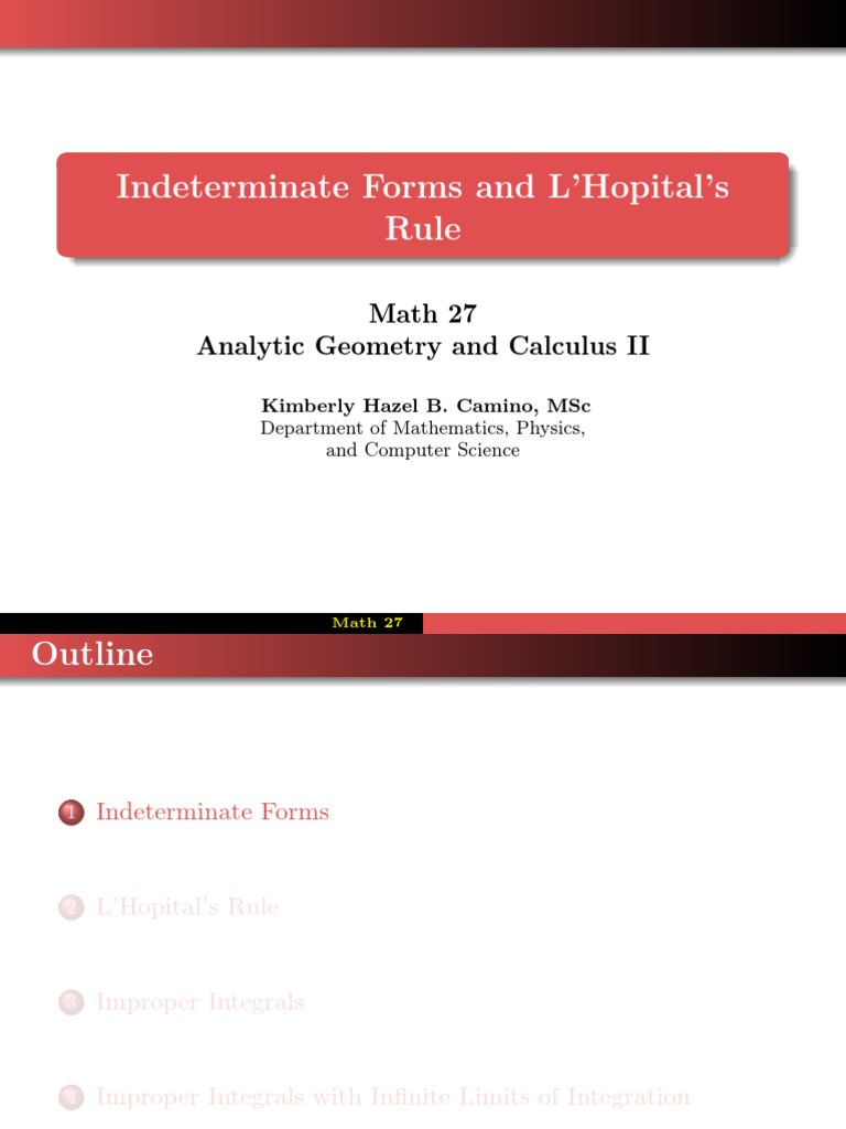 LHR and Improper Integrals | PDF | Integral | Real Analysis