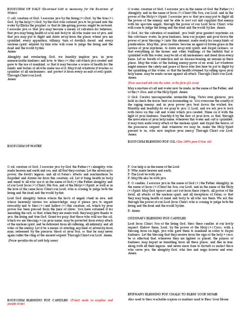 Exorcism Prayers For Sacramentals | PDF | Worship | Christian Worship ...