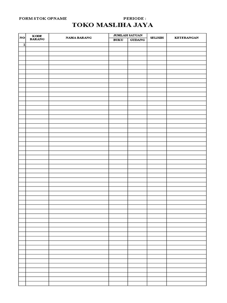 Form Stock Opname | PDF