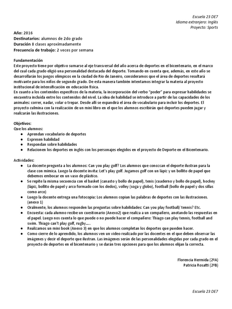 PROYECTO Sports 2nd | PDF | Juegos de pelota | Aficiones