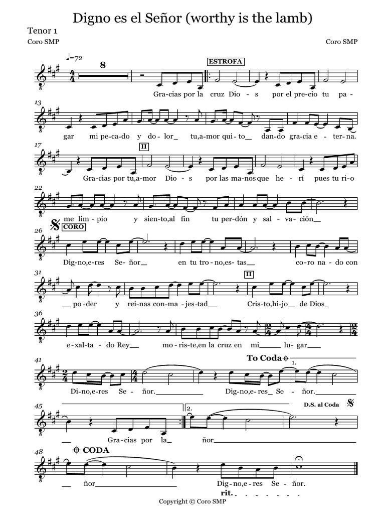 DIGNO ERES SEÑOR Tenor 1 | PDF