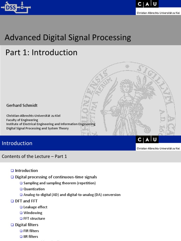 Adsp 01 Introduction PDF | PDF | Digital Signal Processing | Digital Signal
