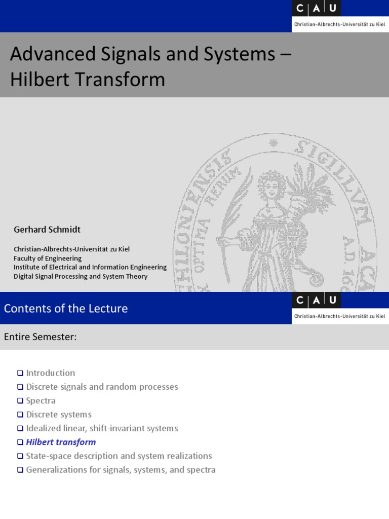 Hilbert Transform in Signal Processing | PDF | Spectral Density ...
