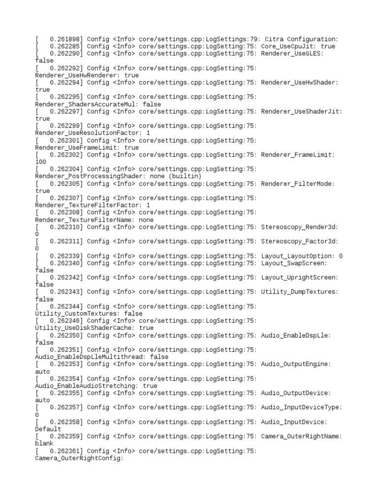 Citra Configuration and Game Log | PDF | Computer Hardware | System ...