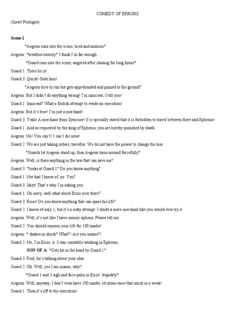 Script | PDF | The Comedy Of Errors | Adaptations Of Works