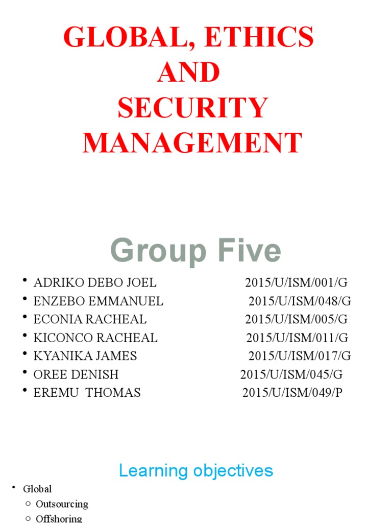 Global, Ethics AND Security Management | PDF | Information Security ...