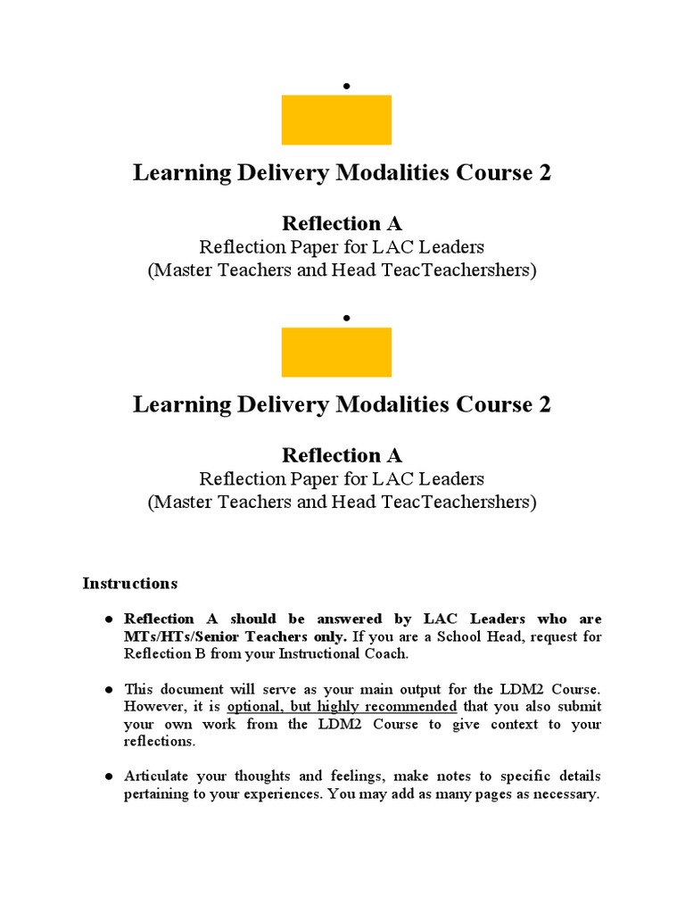 Learning Delivery Modalities Course 2: Reflection A | PDF | Distance ...