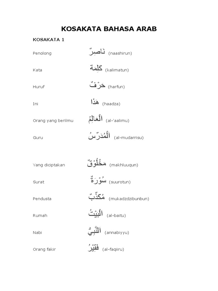 Kosakata Bahasa Arab | PDF
