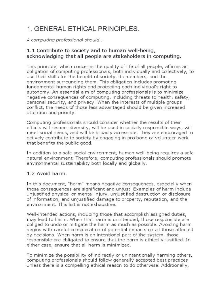 General Ethical Principles | PDF | Privacy | Discrimination
