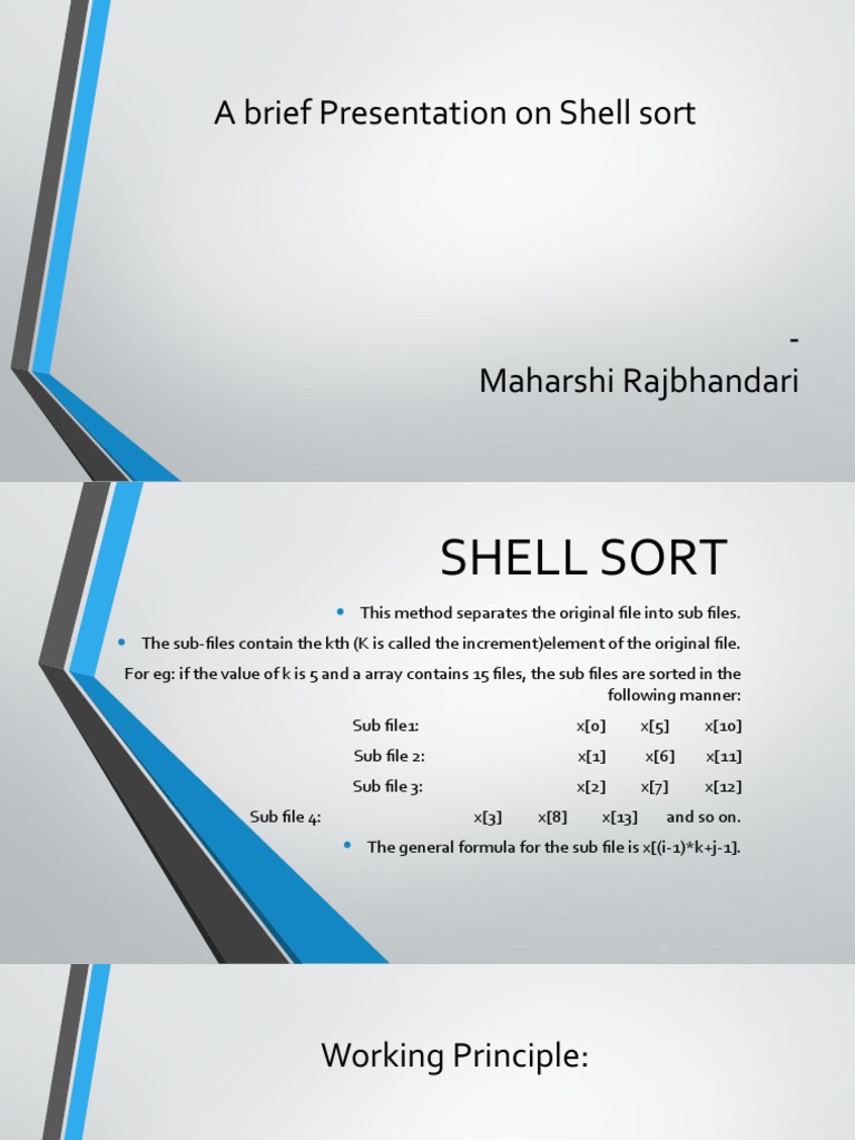 A Brief Presentation On Shell Sort | PDF | Algorithms And Data ...