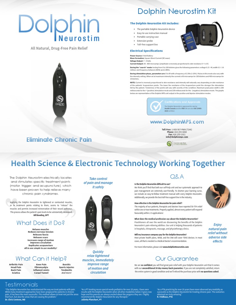 Dolphin Neurostim Brochure Professional Web PDF | PDF | Pain Management ...