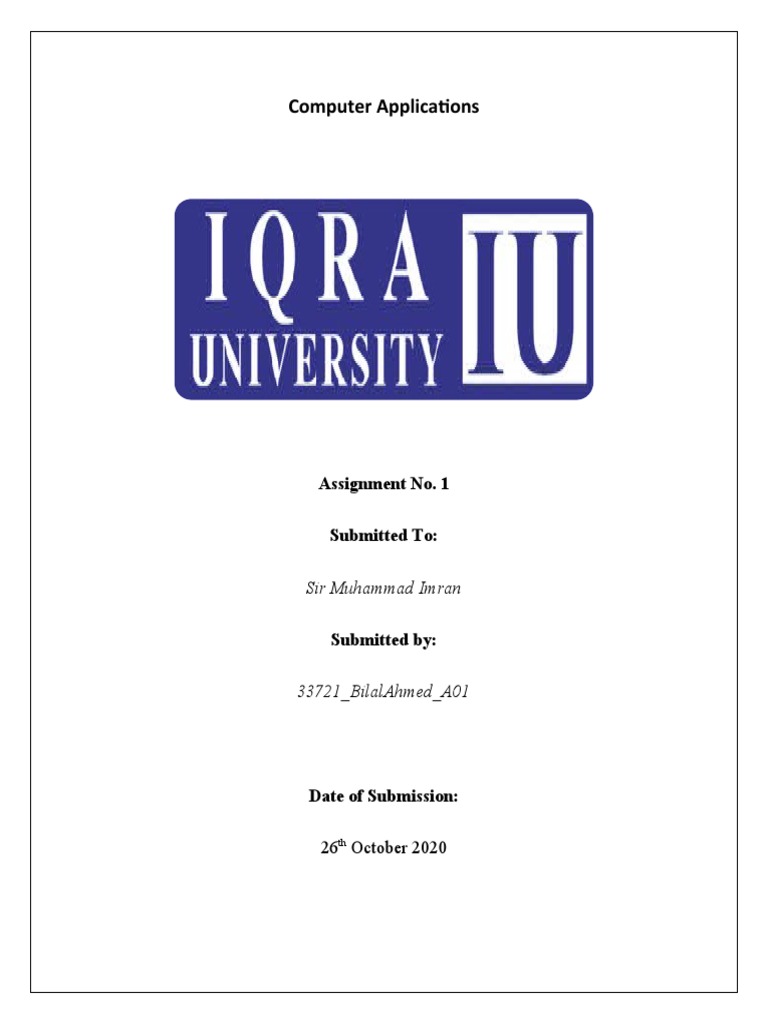 Computer Applications: Assignment No. 1 Submitted To | PDF