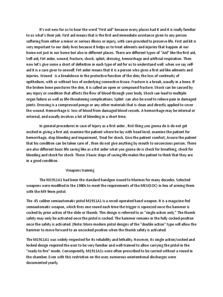 First Aid Reflection | PDF | Trigger (Firearms) | First Aid