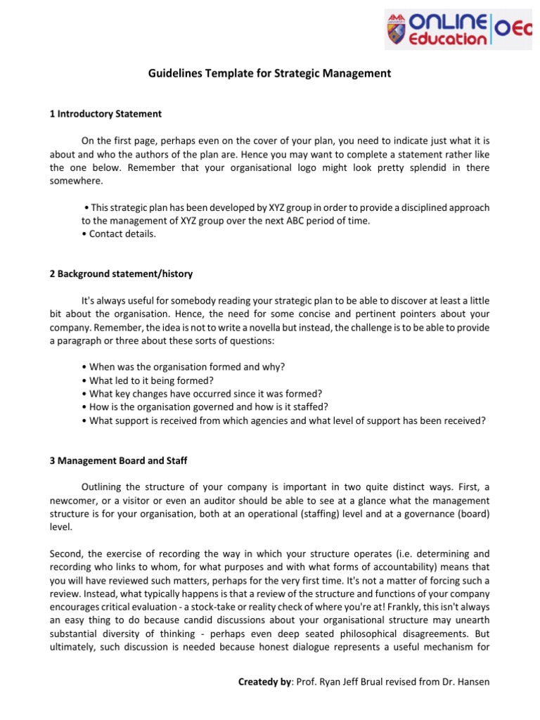 Strategic Planning - Template - by - Prof - RyanJeff | PDF | Strategic ...