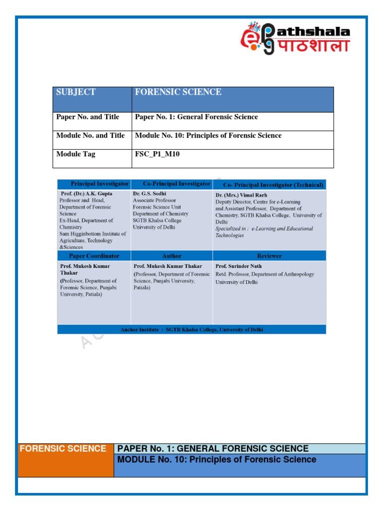 Principles of Forensic Science Overview | PDF | Forensic Science ...