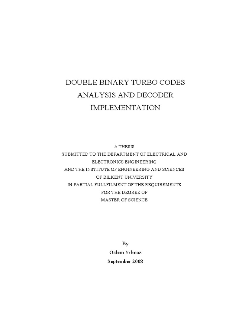 Double Binary Turbo Codes Analysis and Decoder Implementation | Download Free PDF | Applied ...